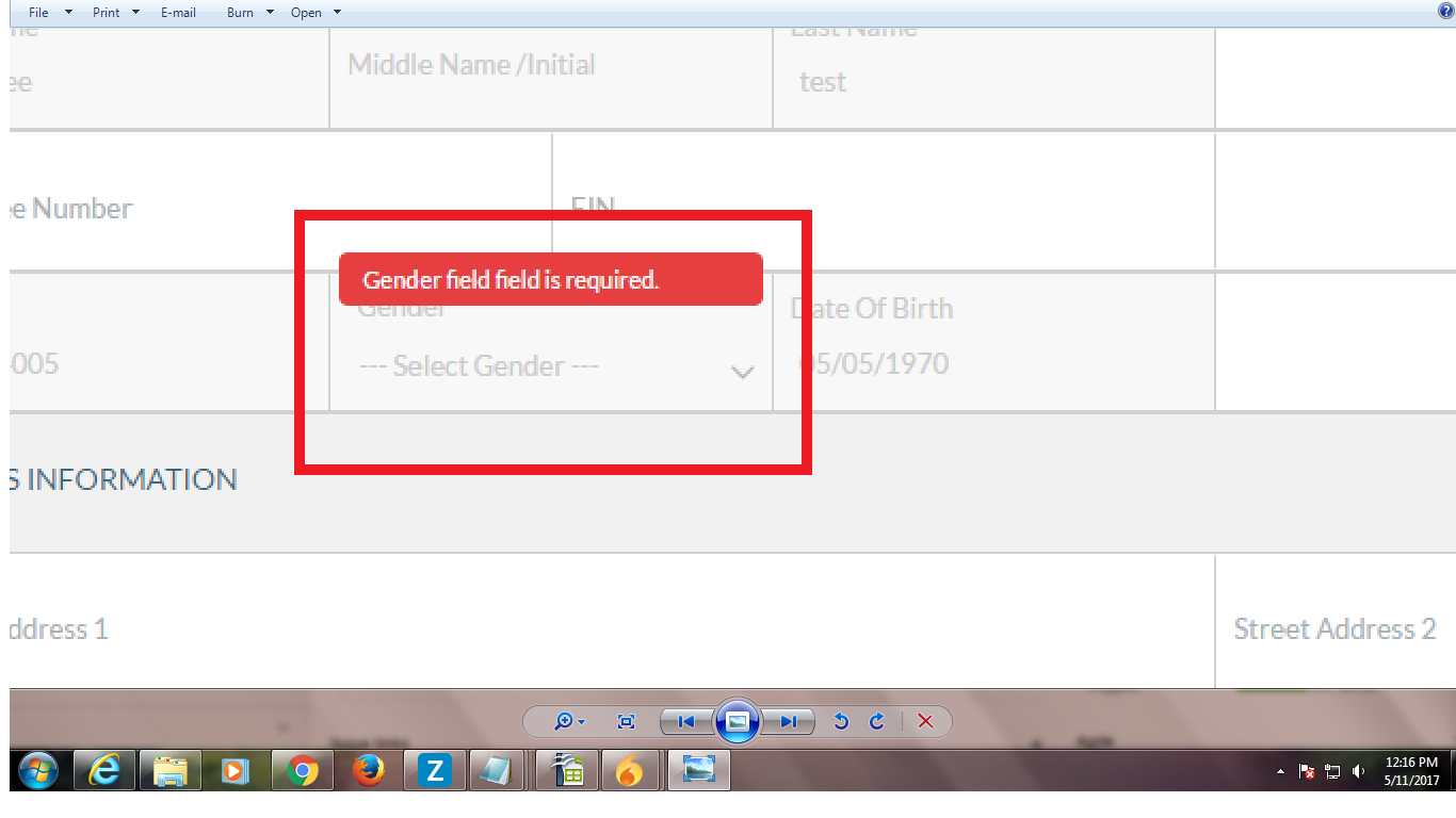 [NF-1607] UI refresh- UI- Preboard and onboard tour- gender field error message - Workterra Jira